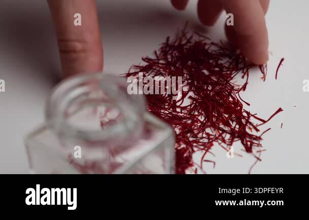 Saffron threads jar. macro photography of saffron spice. High quality ...