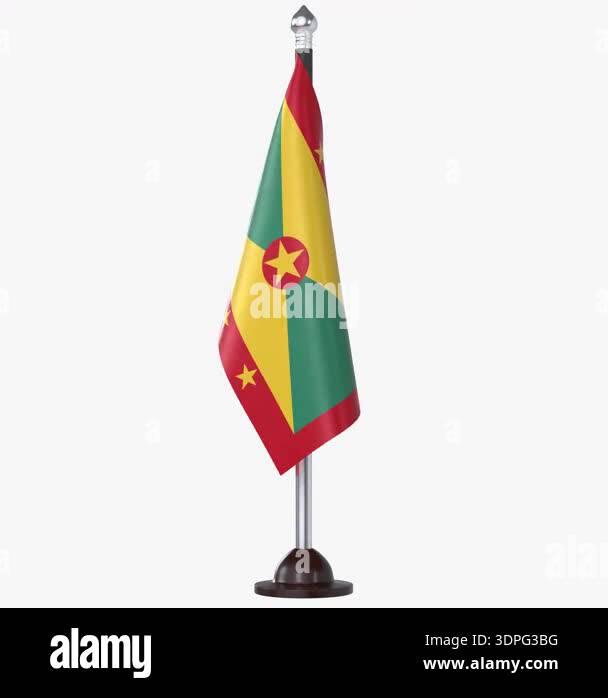 Grenada Flag Stand Turnaround, High quality realistic 3D Video render ...