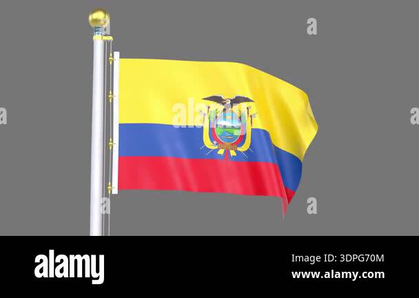 Ecuador Animated flag Closup, High quality realistic 3D Video render ...
