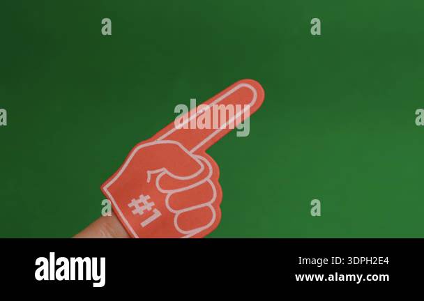 Red Foam Finger Angled Green Backdrop, Marketing Prop Held By Hand ...