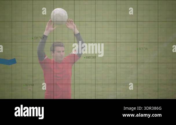 Male athlete throwing soccer ball for sports analytics, transparent ...