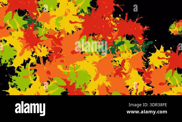 Animation of multiple autumn leaves falling on orange background ...