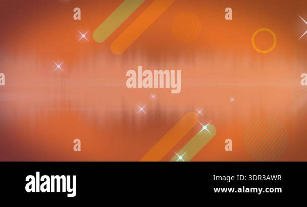 Multiple star icons over abstract shapes against orange background with ...