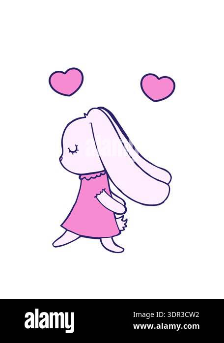 spinning hearts animation of cartoon rabbit design Stock Video Footage ...