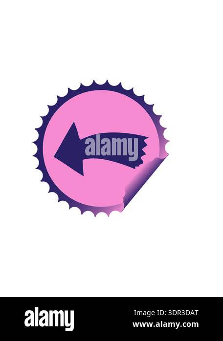 horizontally vibrating animation of circular peeling sticker quirky ...