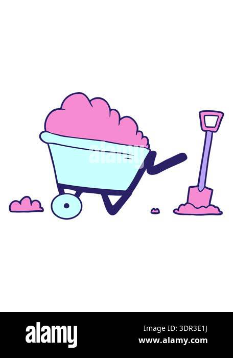 power up animation of cartoon wheelbarrow Stock Video Footage - Alamy