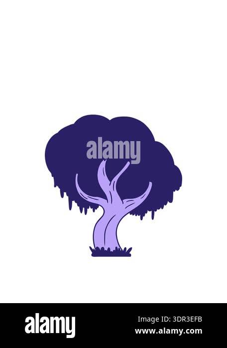 stretching up animation of hand drawn cartoon doodle of a green tree ...