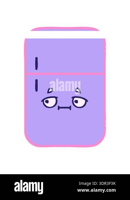 power up animation of cute cartoon of a fridge freezer Stock Video ...
