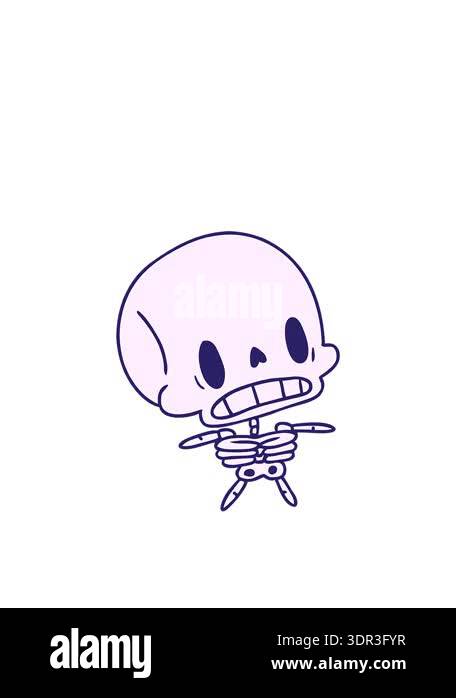 jumping motion animation of illustration of kawaii cute dead skeleton ...