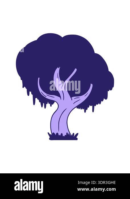 shaking motion animation of hand drawn cartoon doodle of a green tree ...