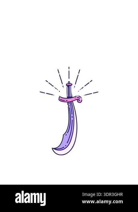 jumping motion animation of tattoo style scimitar sword Stock Video ...