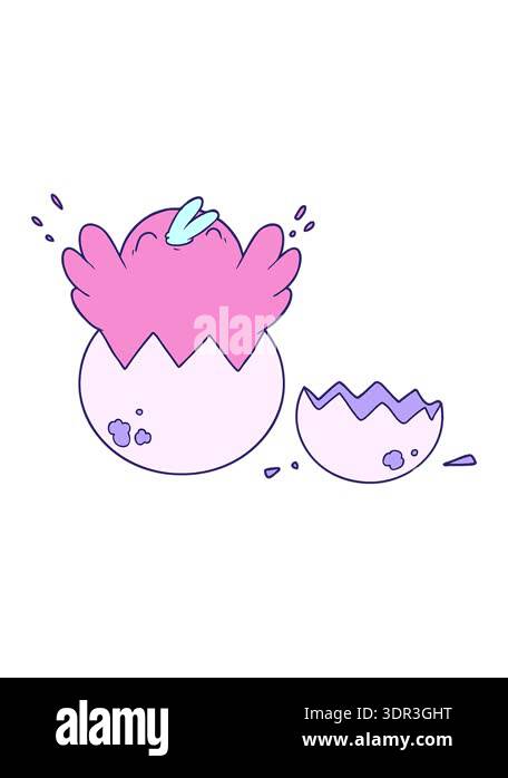 shine light effect animation of cartoon chick hatching from egg Stock ...