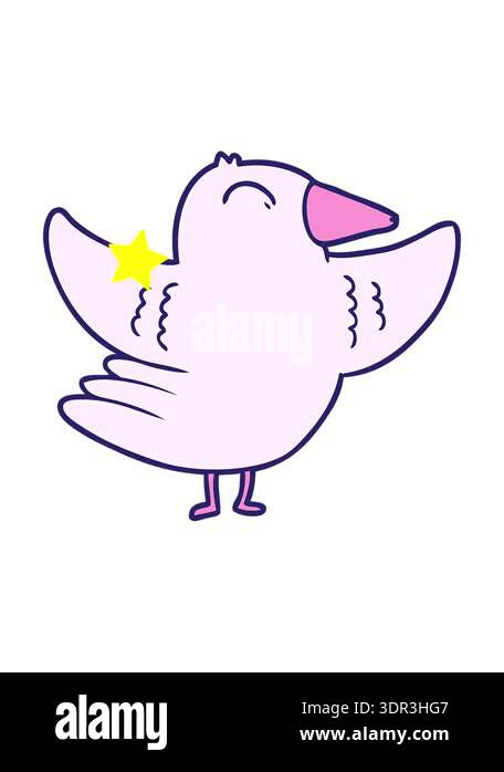twinkling stars effect animation of Cartoon of a fun cute Bird Stock ...