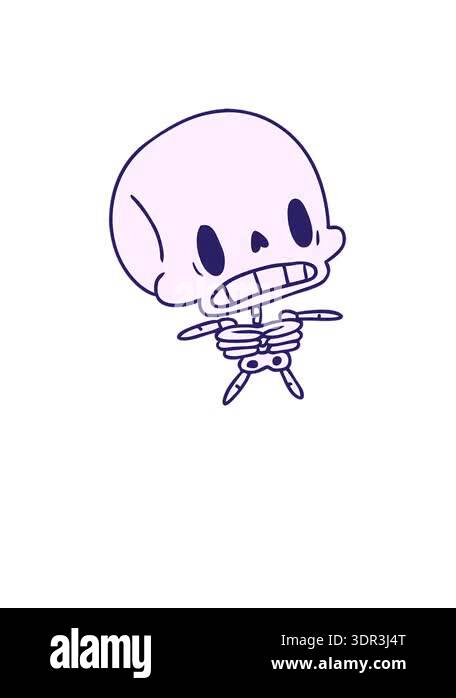 rise and float animation of illustration of kawaii cute dead skeleton ...