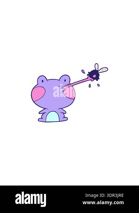 sales flash animation of cute cartoon frog catching fly with tongue ...