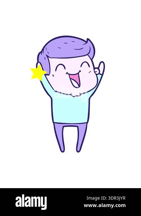 twinkling stars effect animation of cartoon man laughing Stock Video ...