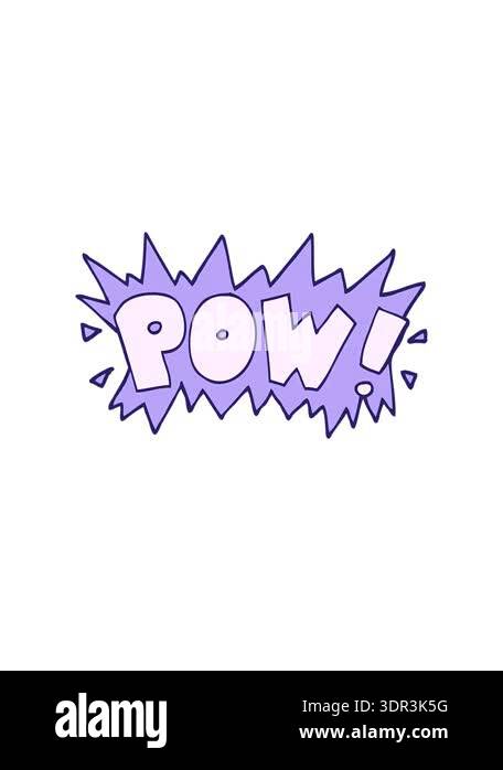 popping motion animation of cartoon doodle of word pow Stock Video ...