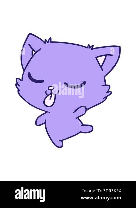 shaking motion animation of freehand cute kawaii cat cartoon Stock ...