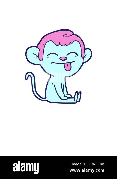 rise and float animation of funny cartoon monkey sitting Stock Video ...