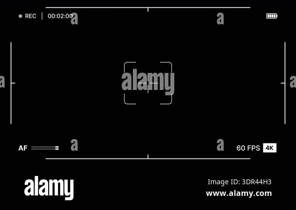 Modern camera viewfinder overlay on black background with rec indicator ...
