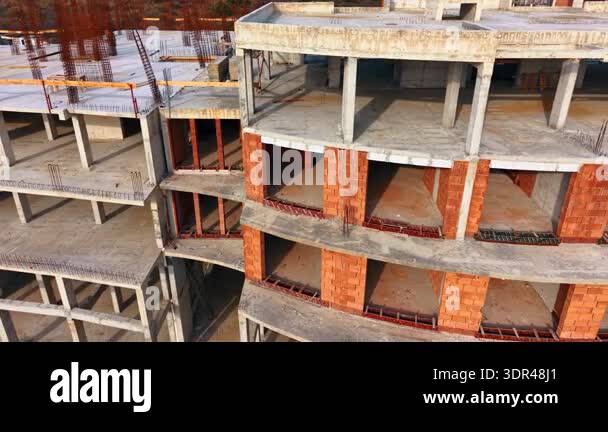 Multi story building under construction. High angle shot of a concrete ...