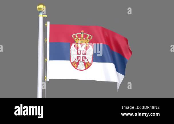Serbia Animated flag Closup, High quality realistic 3D Video render ...