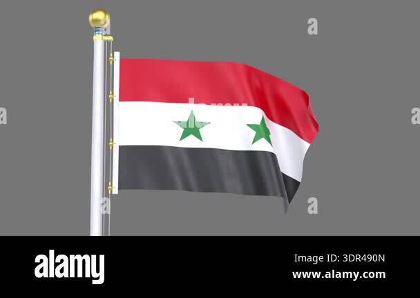 Syria Animated flag Closup, High quality realistic 3D Video render ...