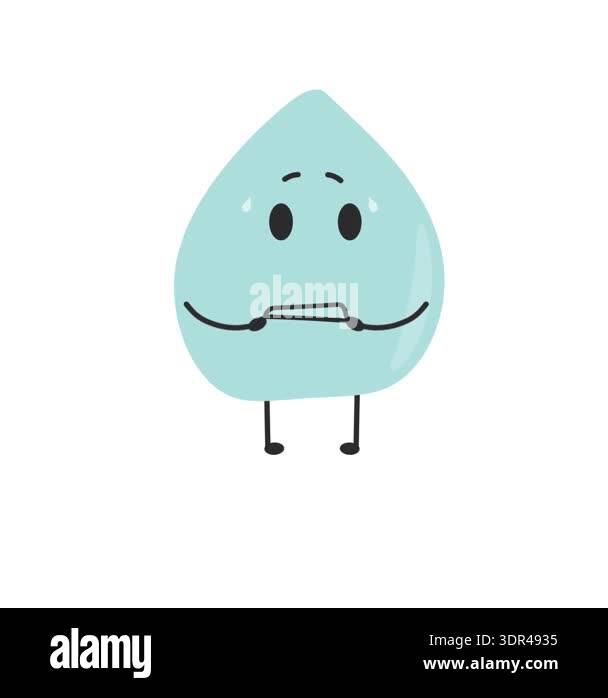 Cute Nervous Water Drop Character Trembling Loop AnimationCute pastel ...