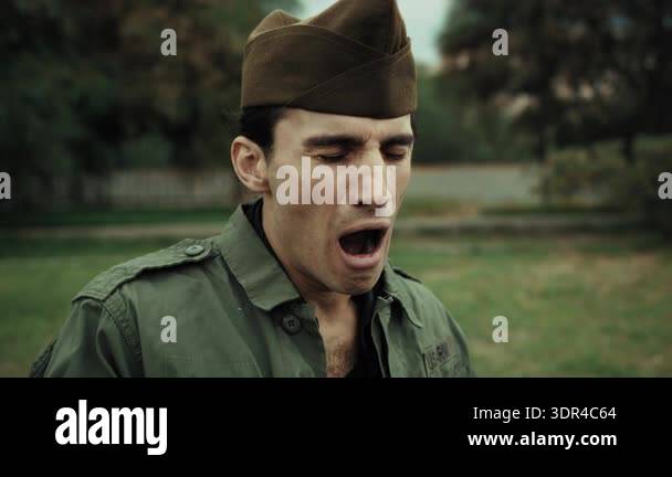 Tired Soldier Devastated By The War Stock Video Footage - Alamy