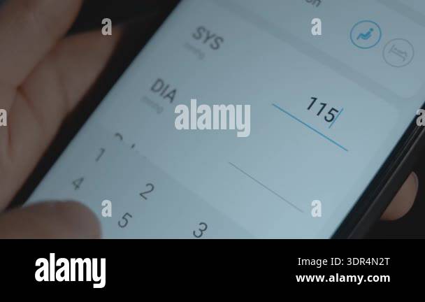 Personal health monitor app on mobile phone screen, Completing ...