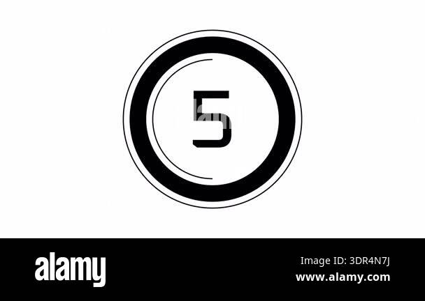 Clean 5 Second Countdown Timer Circle Animation Stock Video Footage - Alamy