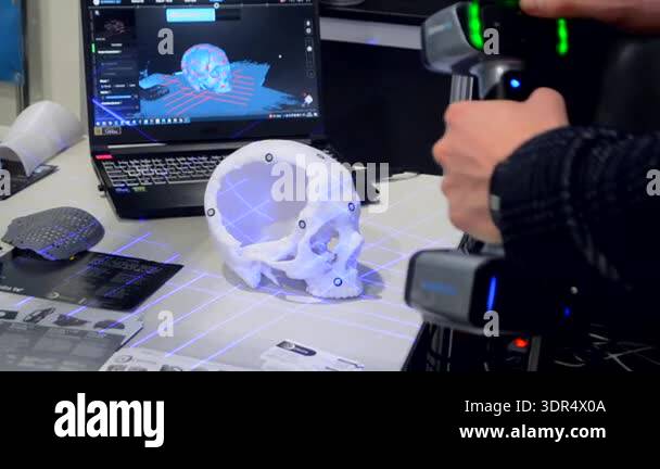 Kyiv, Ukraine, April 25, 2022: Man with 3d scanner 3d scanning ...