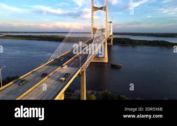 Florida highway bridge with light traffic and scenic landscape Stock ...