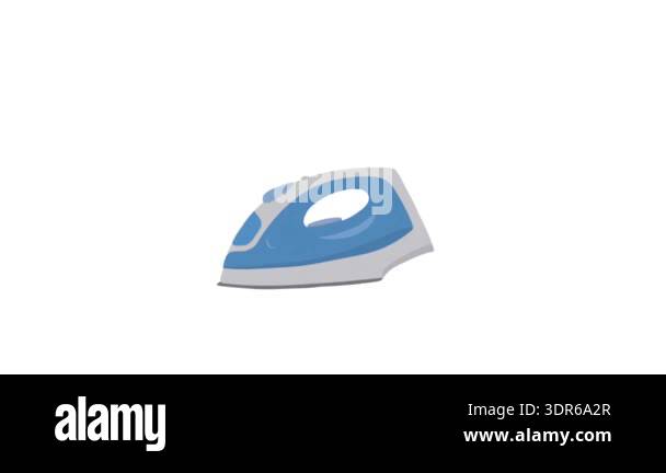 Blue Iron. Animation. Process of ironing Clothes. Video on White ...