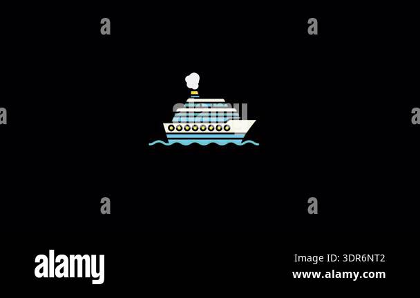 Animated Cruise Ship Icon Motion Graphic with Alpha Channel ...