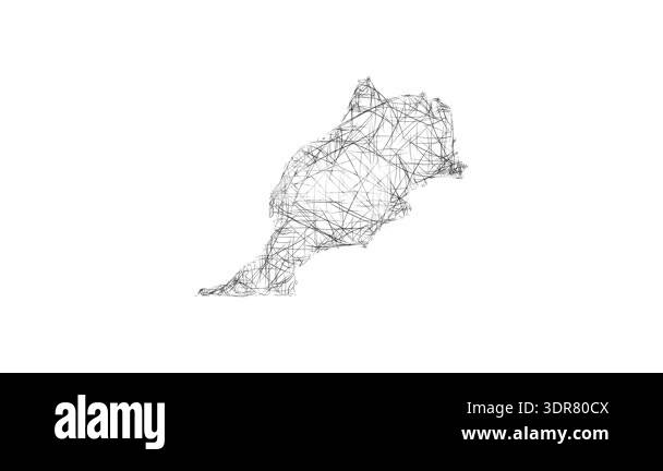 Sketch style minimal Morocco outline map animation - smooth progressive ...