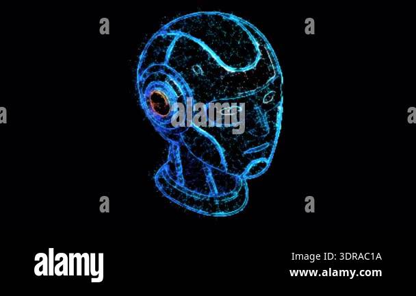 Abstract robot head Motion graphics, 2 in 1 ( Animation on flat and ...
