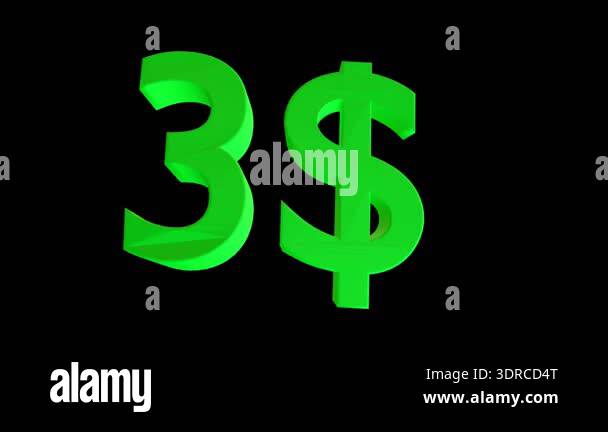 3 Dollar Hand Drawn green on black Animation For Finance Currency Money ...