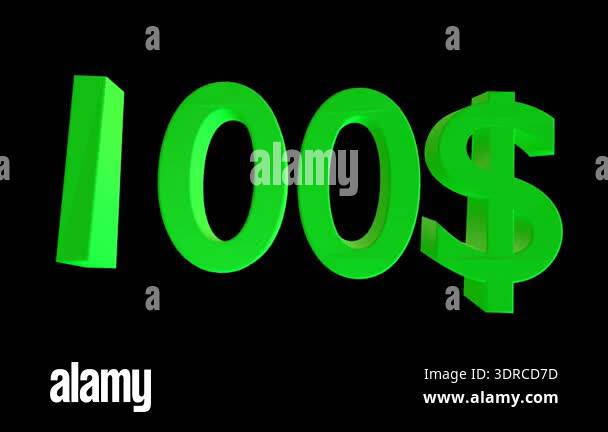 100 Dollar Hand Drawn green on black Animation For Finance Currency ...