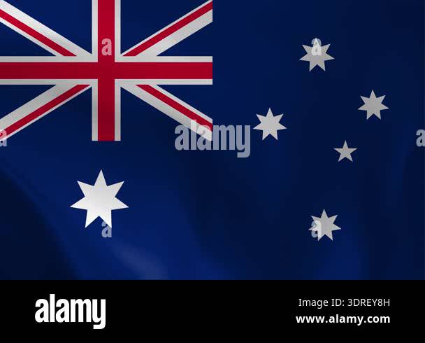 Detailed 3D rendering of the Australian national flag (blue field with ...