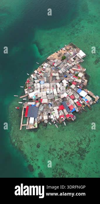 Vertical aerial view of Santa Cruz del Islote, the most densely ...