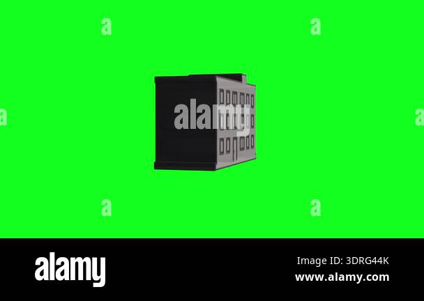 Cartoonish three story building rotating in a seamless loop. Useful 3d ...
