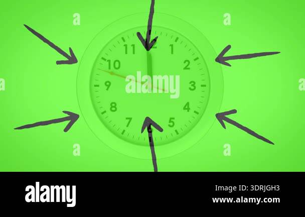 Arrows animating around analog clock at 1s shrinking while second hand ...