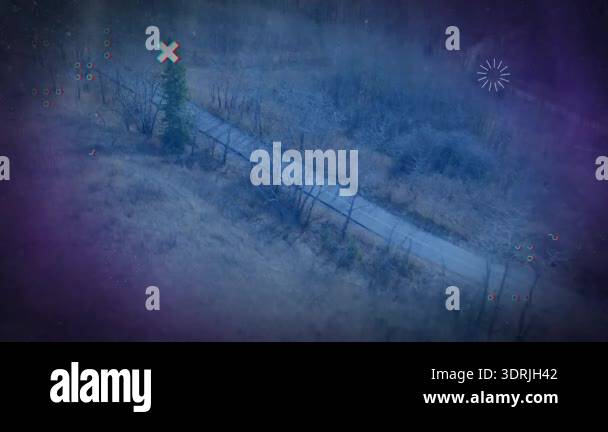 Intro starting loading icon glitch overlays looming on boardwalk under ...