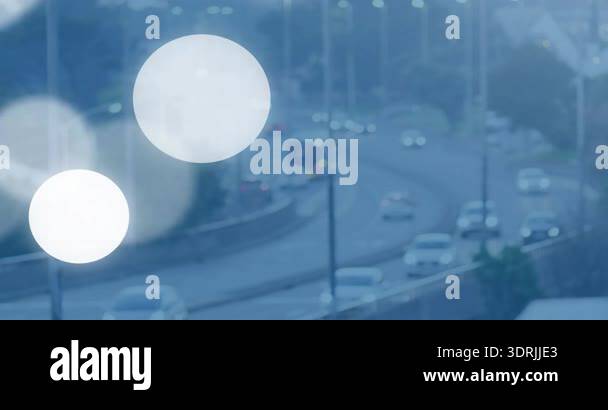 Traffic flowing off-ramp after circle fading while circles appearing ...