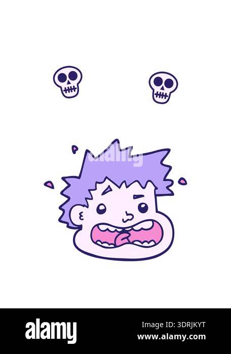 spinning skulls animation of cartoon frightened face Stock Video ...