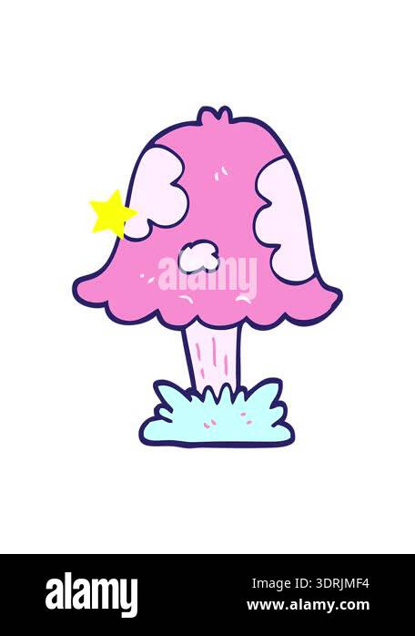 twinkling stars effect animation of funny cartoon doodle mushroom Stock ...