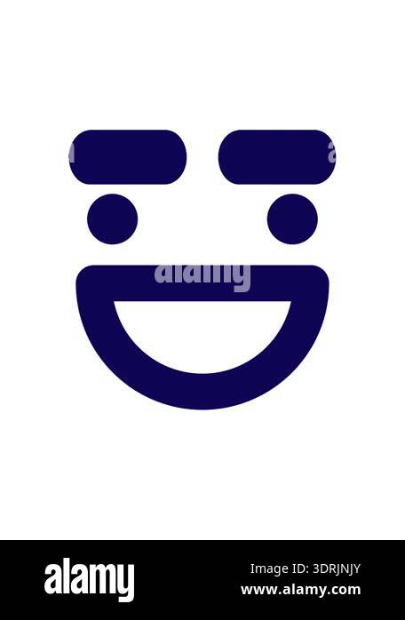 neon light effect animation of happy big eyebrow face design Stock ...