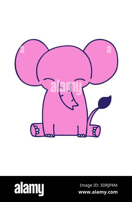 vibrating motion animation of hand drawn quirky cartoon elephant Stock ...
