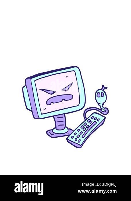 stretching up animation of hand drawn doodle style cartoon evil ...